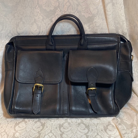 Jack Georges | Bags | Vintage Jack George Black Leather Briefcase ...